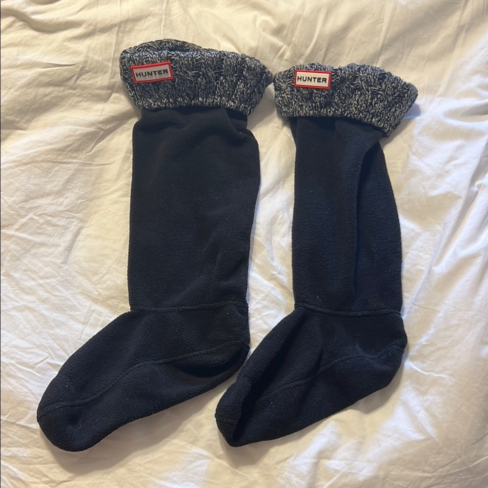 Hunter Black And Gray Knee High Fleece Sock Inserts - Gem